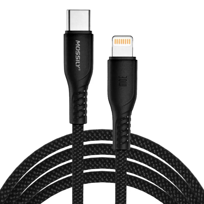 Mossily USB kabl JT212, Type-C to Lightning, 30W PD, 1m, Crni