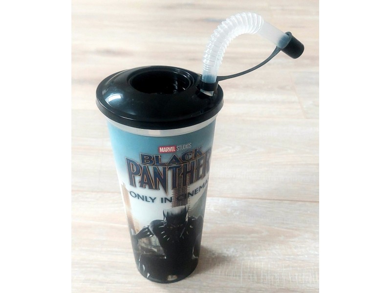Black Panther čaša sa slamčicom 0.5L