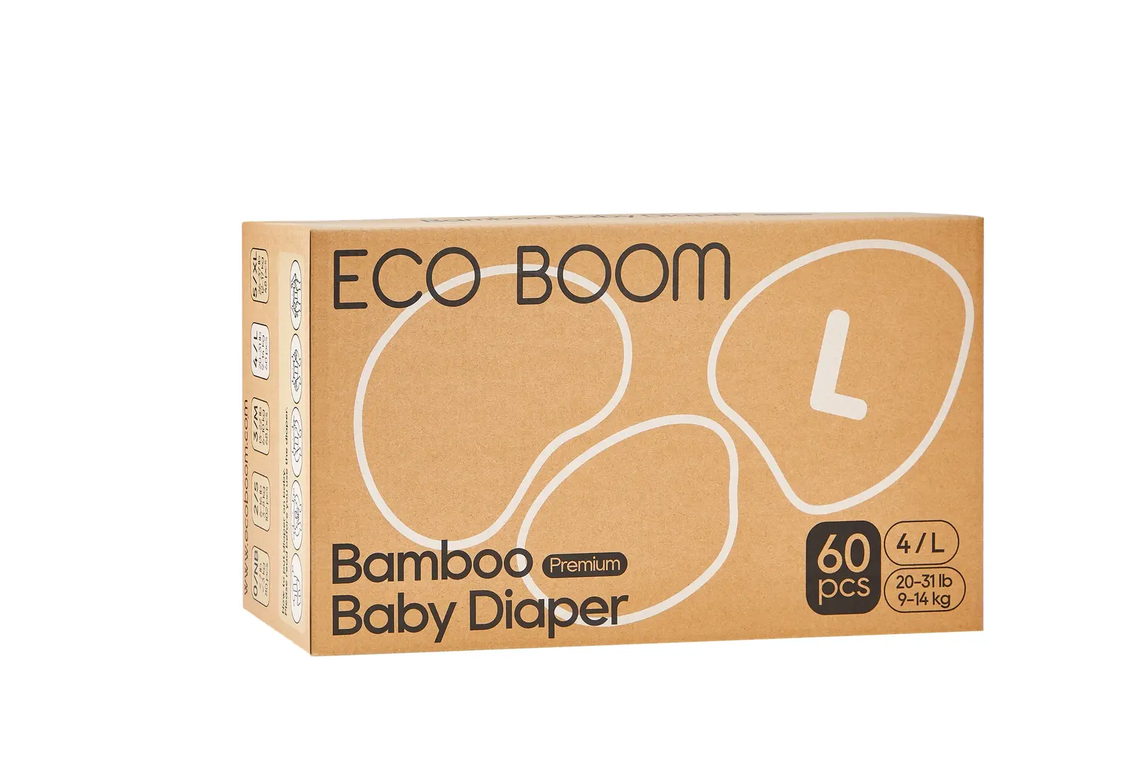ECO BOOM PURE premium biorazgradive pelene za bebe veličina L (od 9-14kg) 60 kom