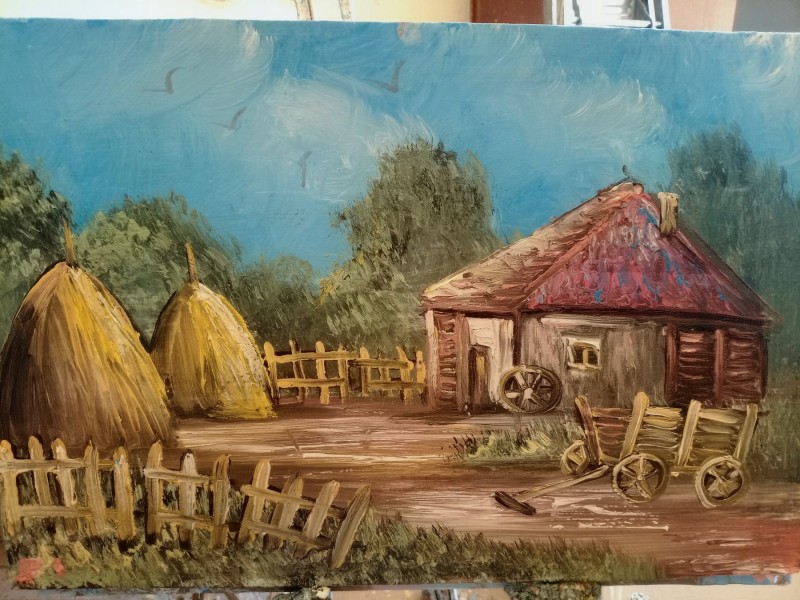 Akcija Selo 60x40cm ulje na platnu