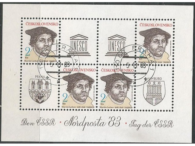 Čehoslovačka,Filatelistička izložba 1983.,blok,žigosano