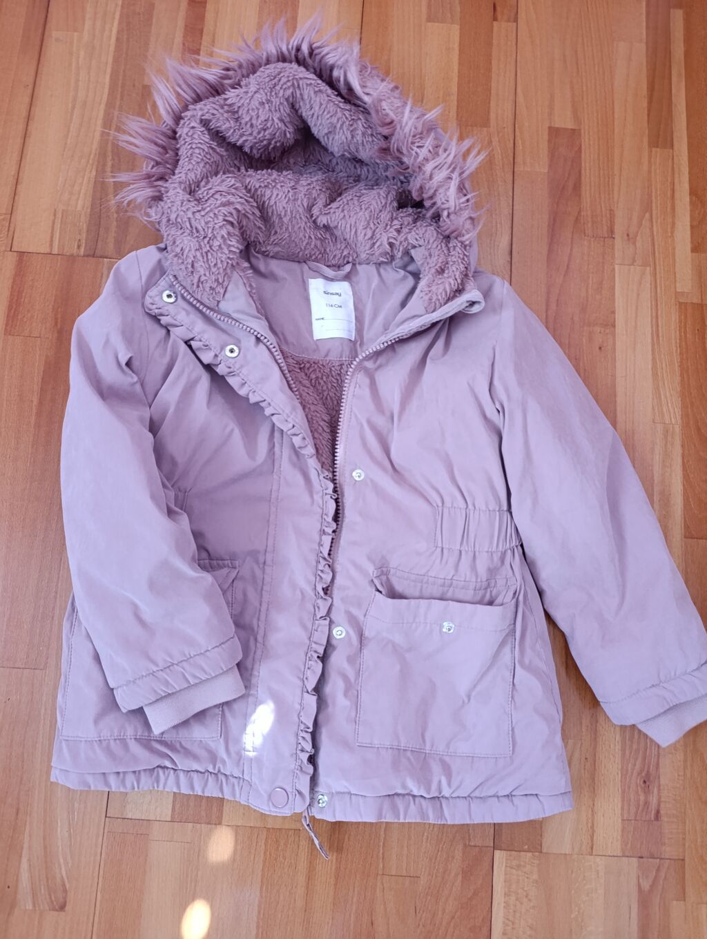 Dečija zimska jakna sa kapuljačom - Boja: puder/roze - Veličina na