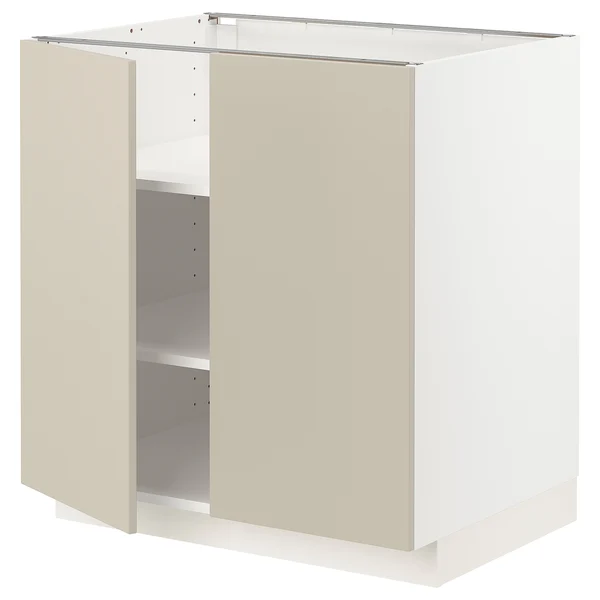 Podni element s policama/2 vrata, bela/Havstorp bež, 80x60 cm