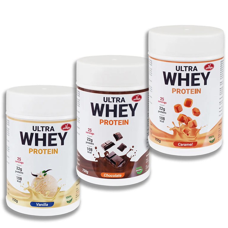 Olympic Ultra Whey protein 750g Vanila, Čokolada, Karamela, 3 komada