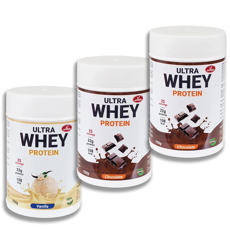 Olympic Ultra Whey protein 750g Vanila, Čokolada, Čokolada, 3 komada