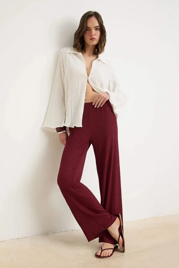 Trendyol Milla ženske pantalone Twoss26Pl00205, Kamen / Bordeaux