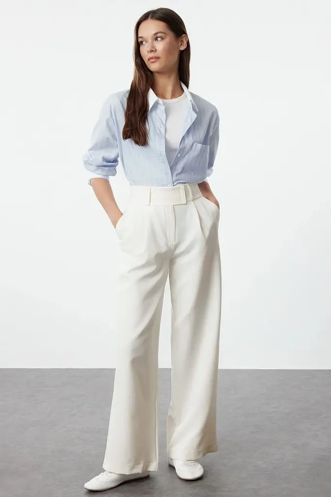Trendyol Milla ženske pantalone Twoaw25Pl00038, bela