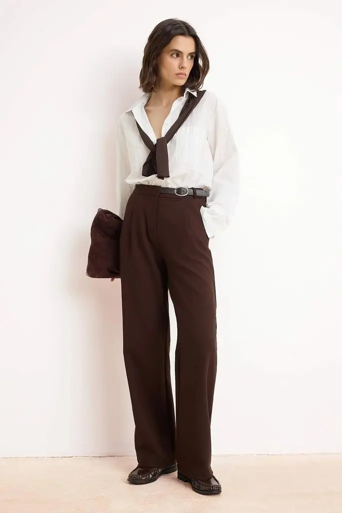 Trendyol Milla ženske pantalone Twoss26Pl00053, braon