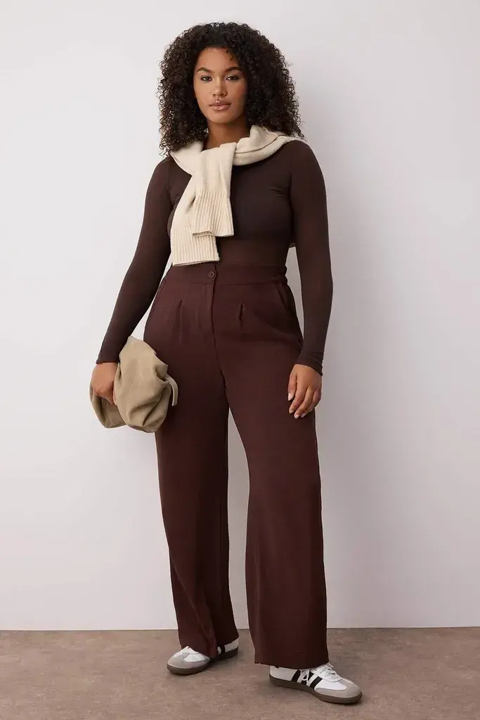 Trendyol Curve Ženske pantalone Tbbss22Pl0448, Smeđe