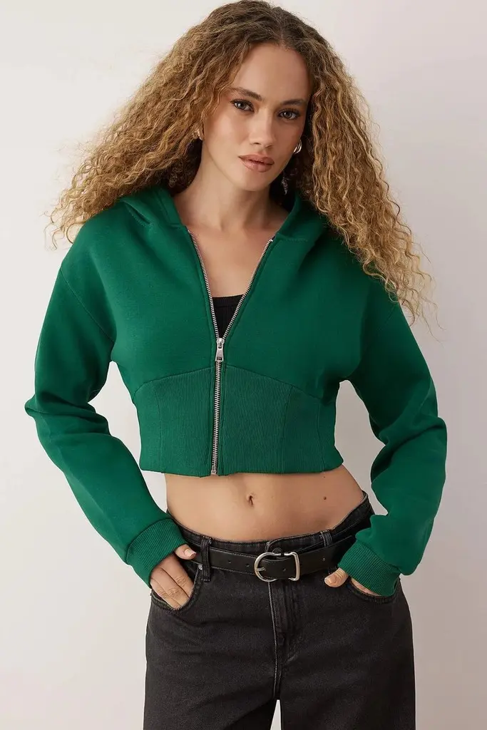 Trendyol Milla ženski duks Twoaw26Sw00089, smaragdno zelena