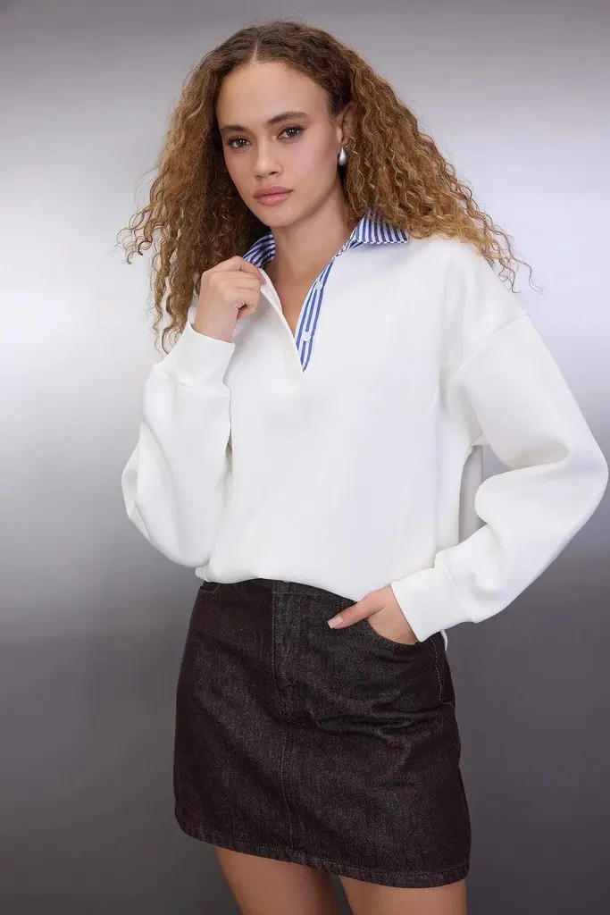Trendyol Milla ženski duks Twoaw26Sw00116, Ecru-Ecru