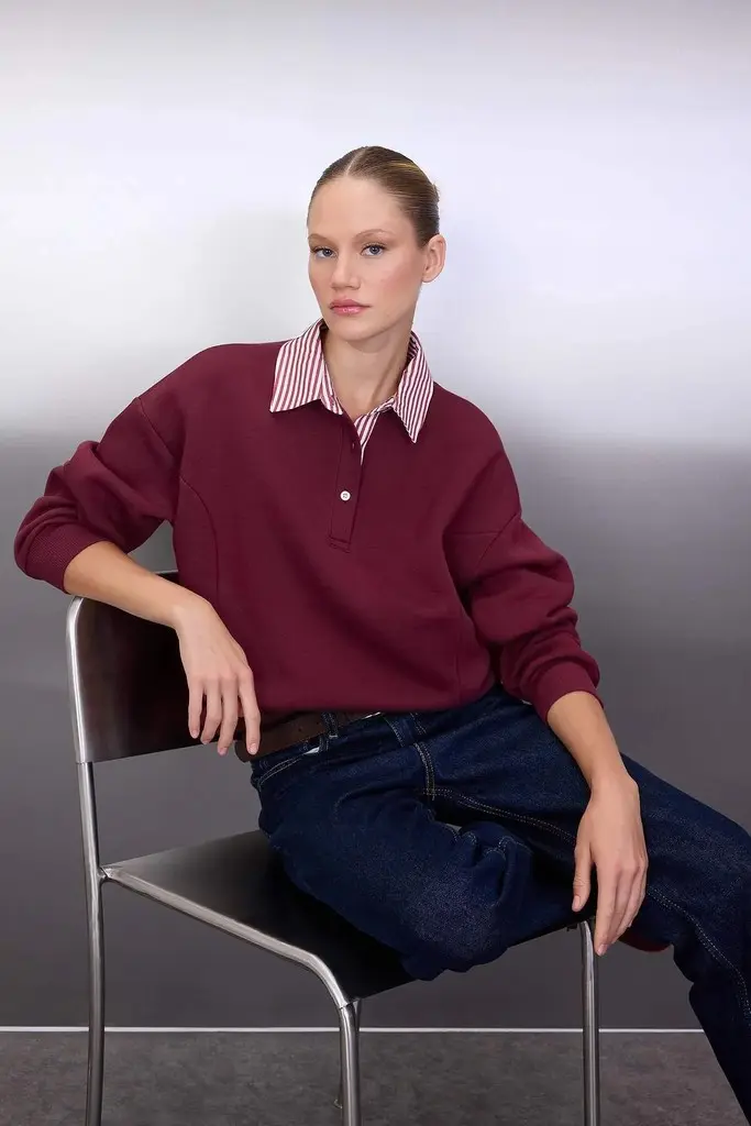 Trendyol Milla ženski duks Twoaw26Sw00116, Bordeaux-Burgundy