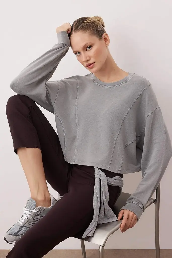 Trendyol Milla ženski duks Twoaw26Sw00237, Siva