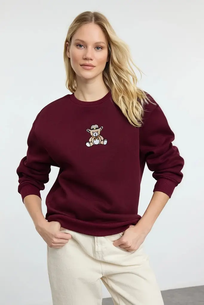 Trendyol Milla ženski duks Twoaw25Sw00050, burgundac-bordo