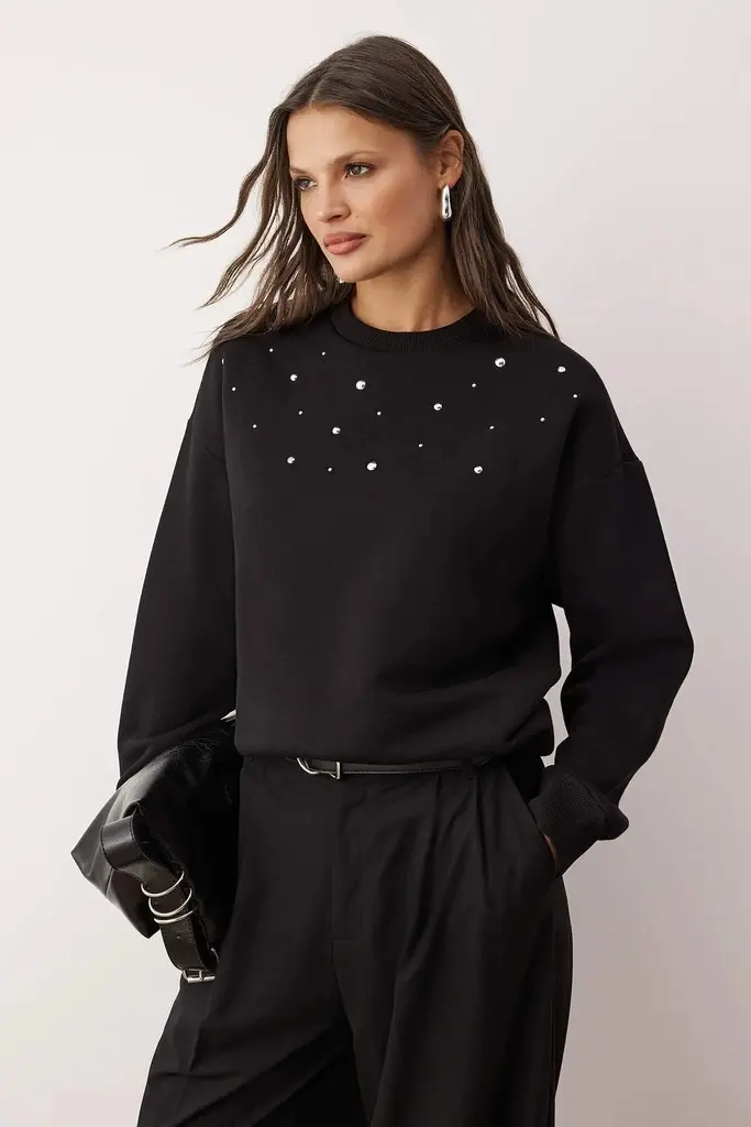 Trendyol Milla ženski duks Twoaw26Sw00067, Crna- Crna