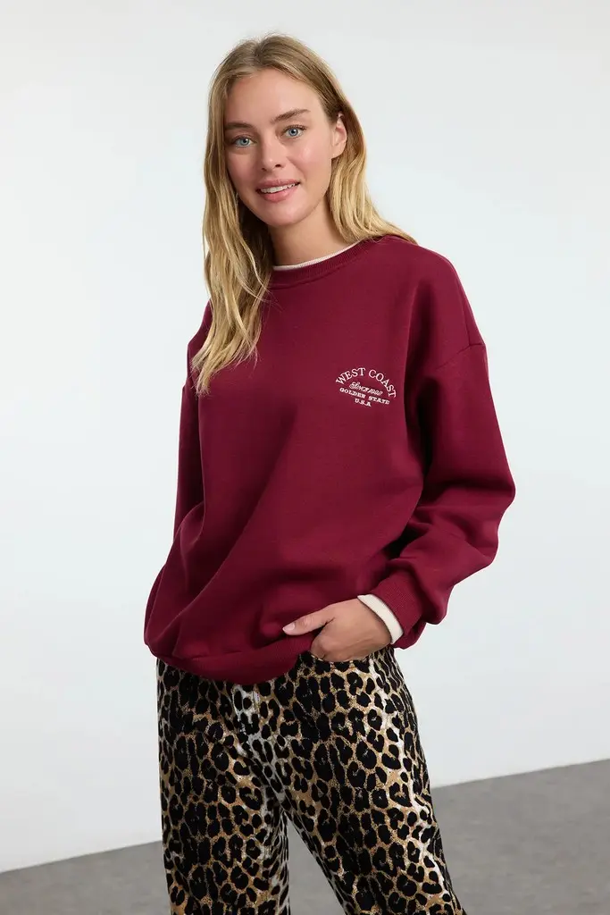 Trendyol Milla ženski duks Twoaw25Sw00245, burgundac-bordo