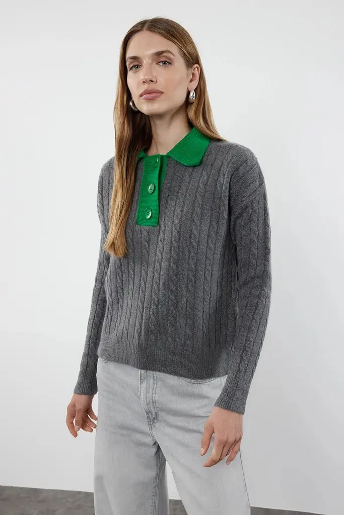 Trendyol Milla ženski duks Twoaw25Kz00029, antracit-siva