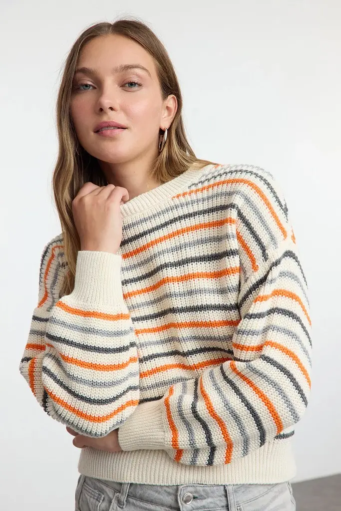 Trendyol Milla ženski duks Twoaw25Kz00351, bež-sivi