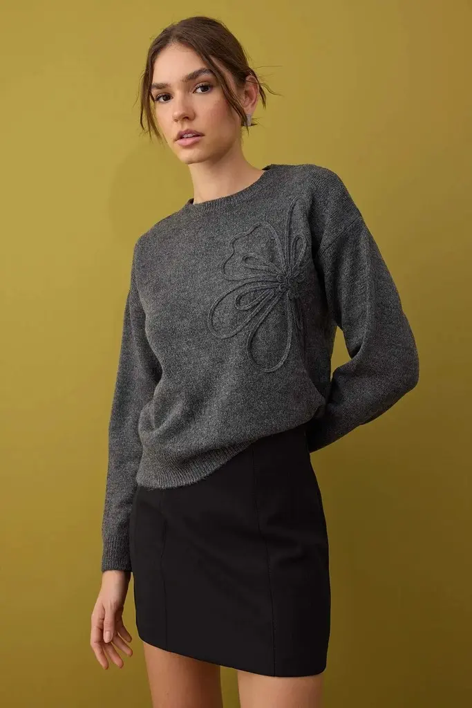 Trendyol Milla ženski duks Twoaw26Kz00110, antracit-siva