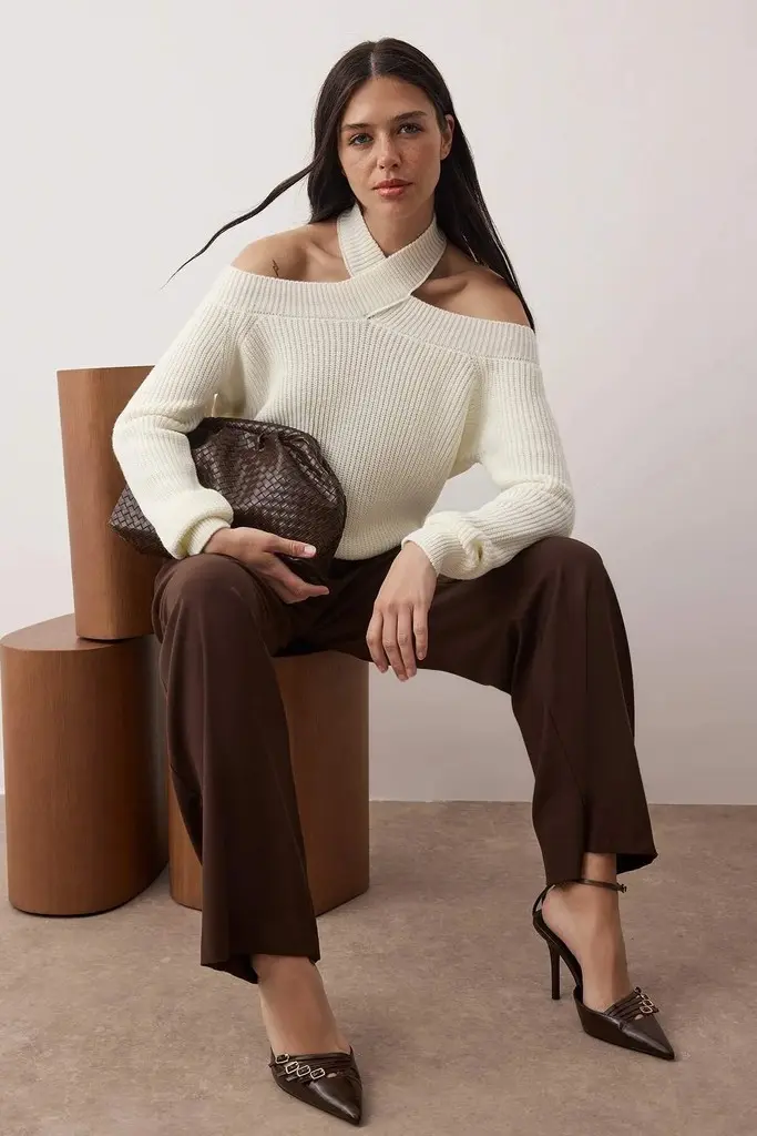 Trendyol Milla ženski duks Twoaw26Kz00105, Bone-Ecru