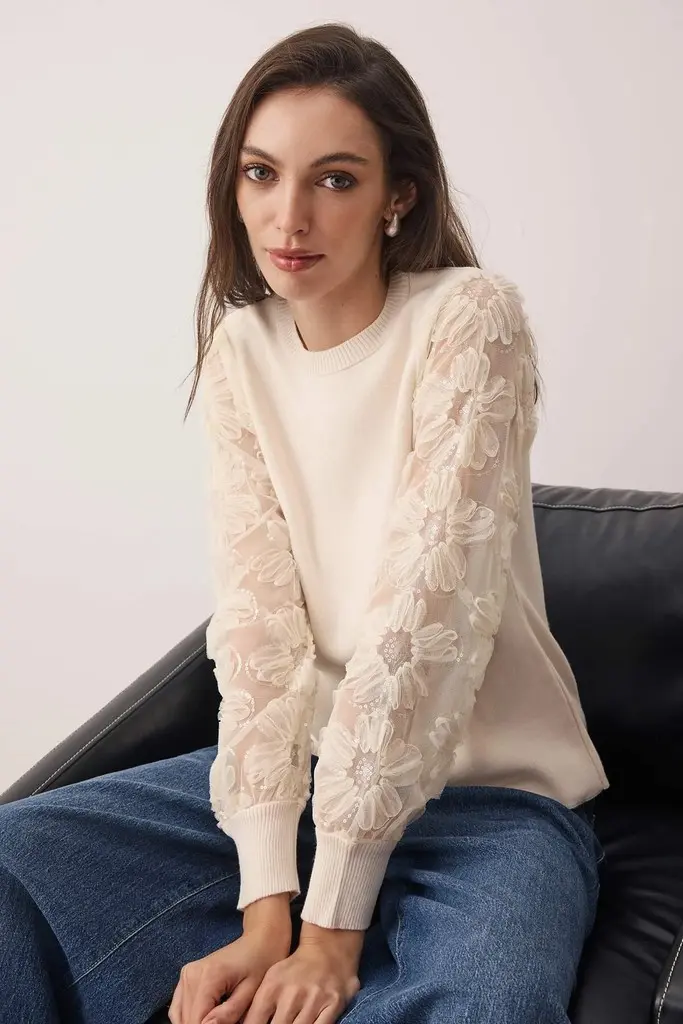 Trendyol Milla ženski duks Twoaw26Kz00164, Ecru-Ecru