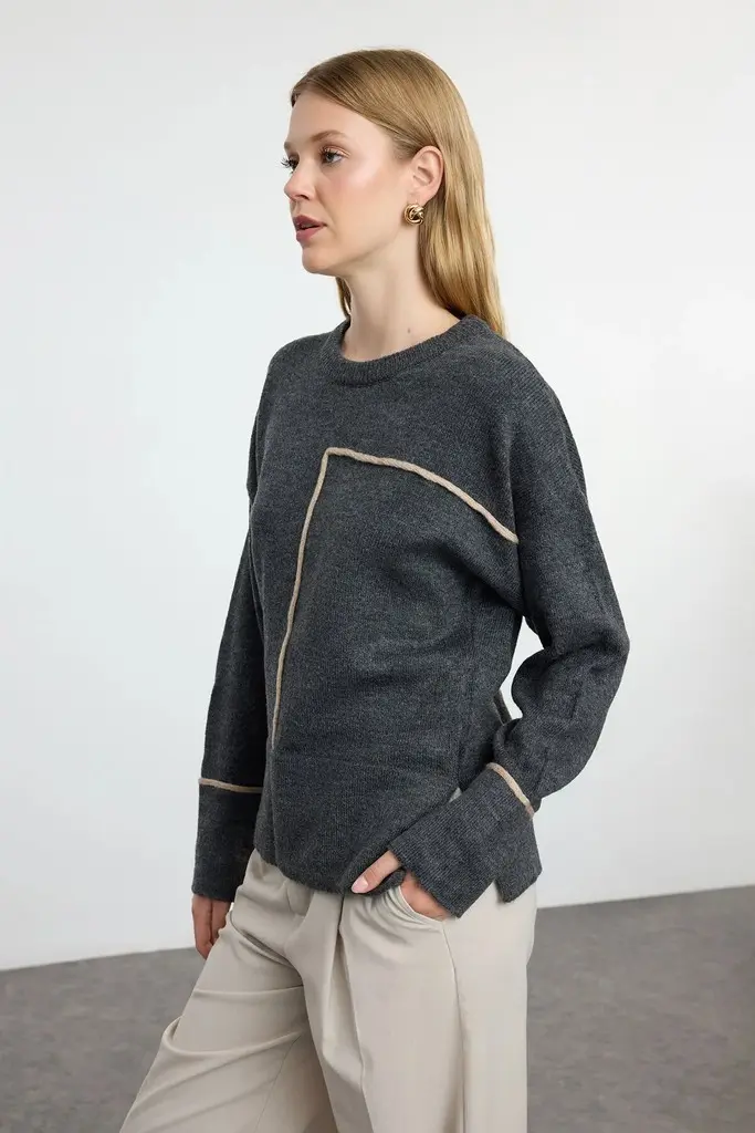 Trendyol Milla ženski duks Twoaw25kz00318, antracit-siva