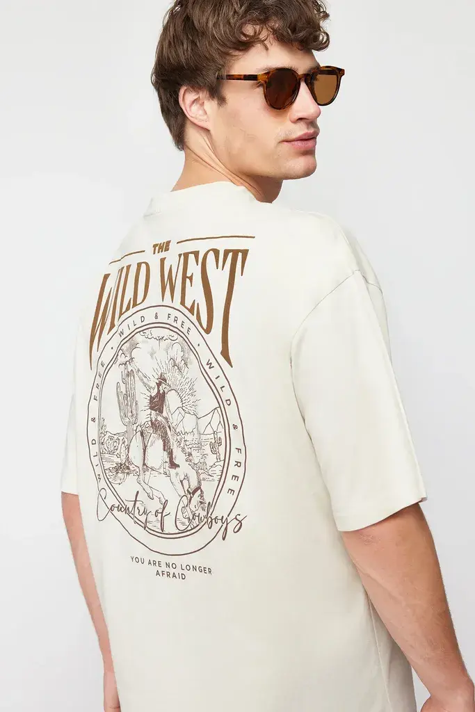 Trendyol Muška majica Tmnss24Ts00003, Siva