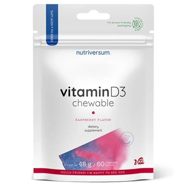 NUTRIVERSUM VITAMIN D3 CHEWABLE 60 tableta za žvakanje – 2000 IU vitamina D3 sa ekstraktom brusnice