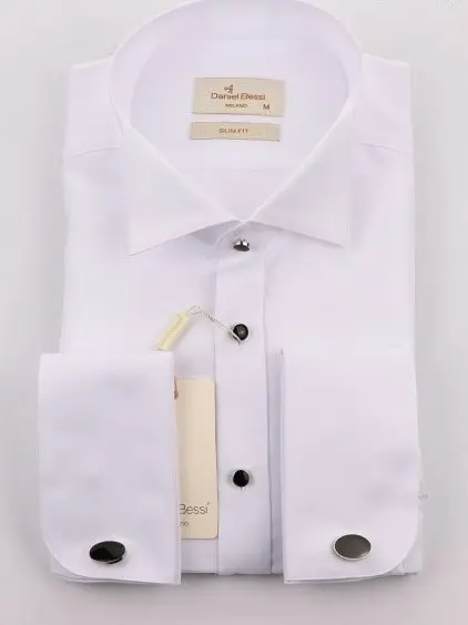 DANIEL BESSI Muška košulja sa kragnom Slim fit bela