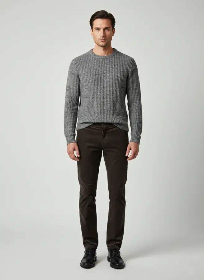 Elit Muške elegantne pantalone od somota,Braon