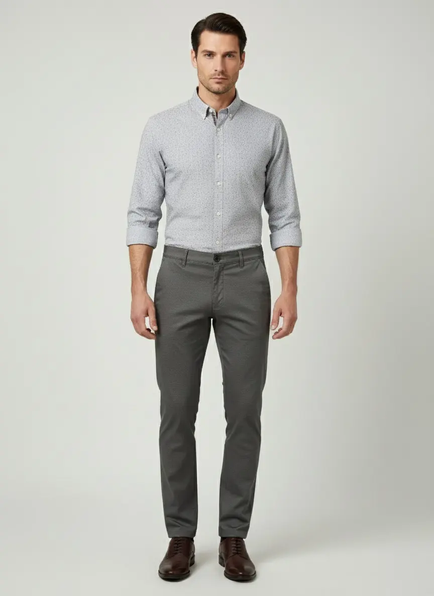 Elit Elegantne muške pantalone sa teksturom, Sive