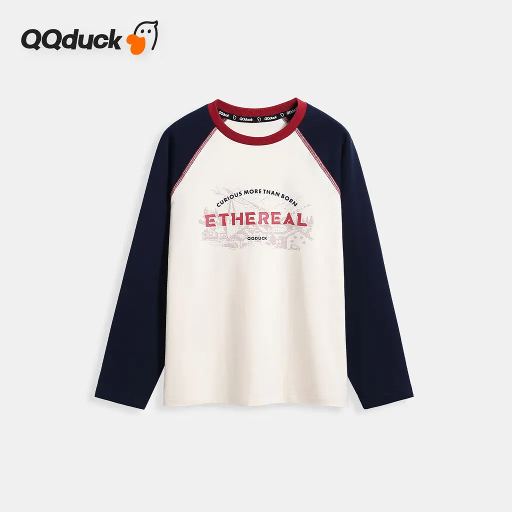 QQ DUCK Majica dugih rukava za dečake, Prljavo bela