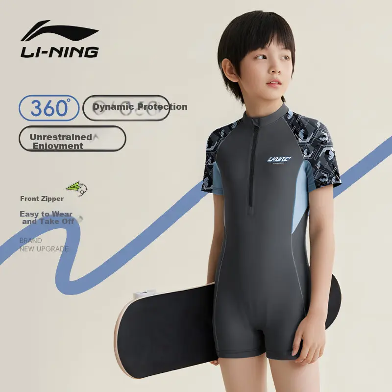 Li-Ning Jednodelni kupaći kostim za dečake, Sivi
