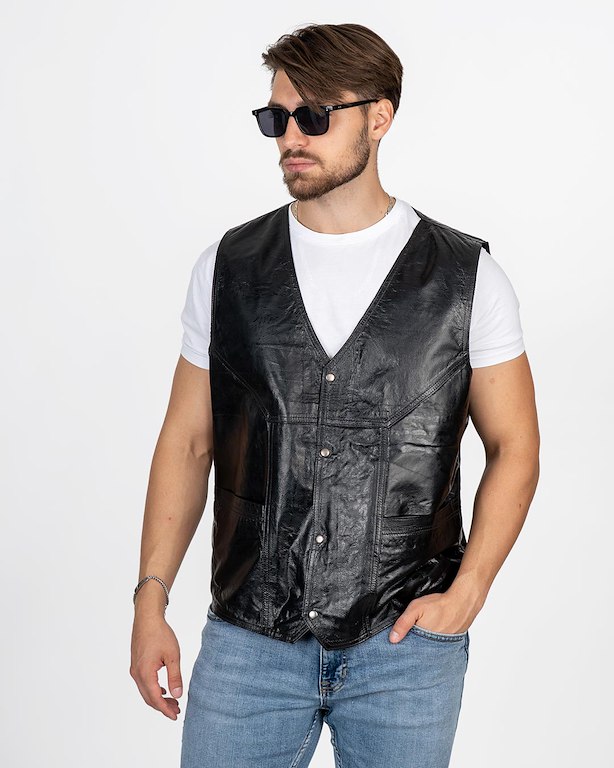 Kožni prsluk Vest-L – Crna