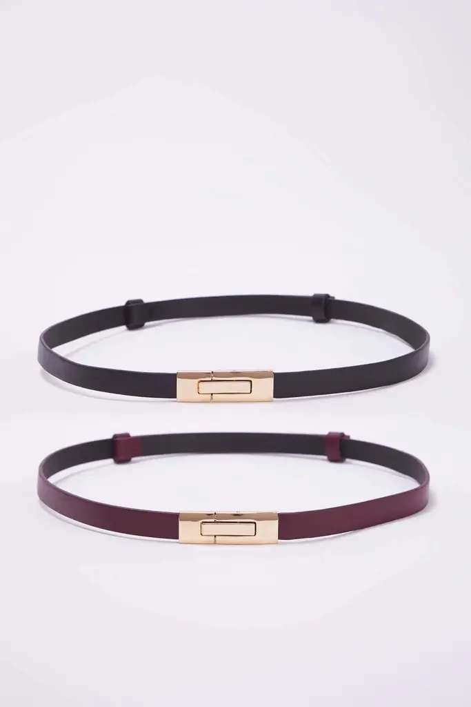 Trendyol ženski pojas Twoaw26Ke00003, Crna-Bordo