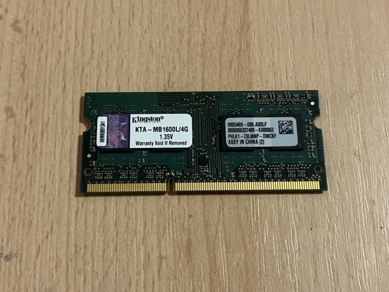 Kingston DDR3L 4GB 1600MHz SO-DIMM RAM