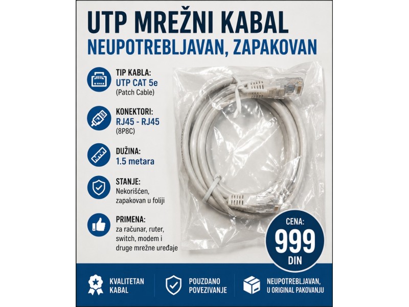 UTP MREŽNI KABAL 1,5M NOV