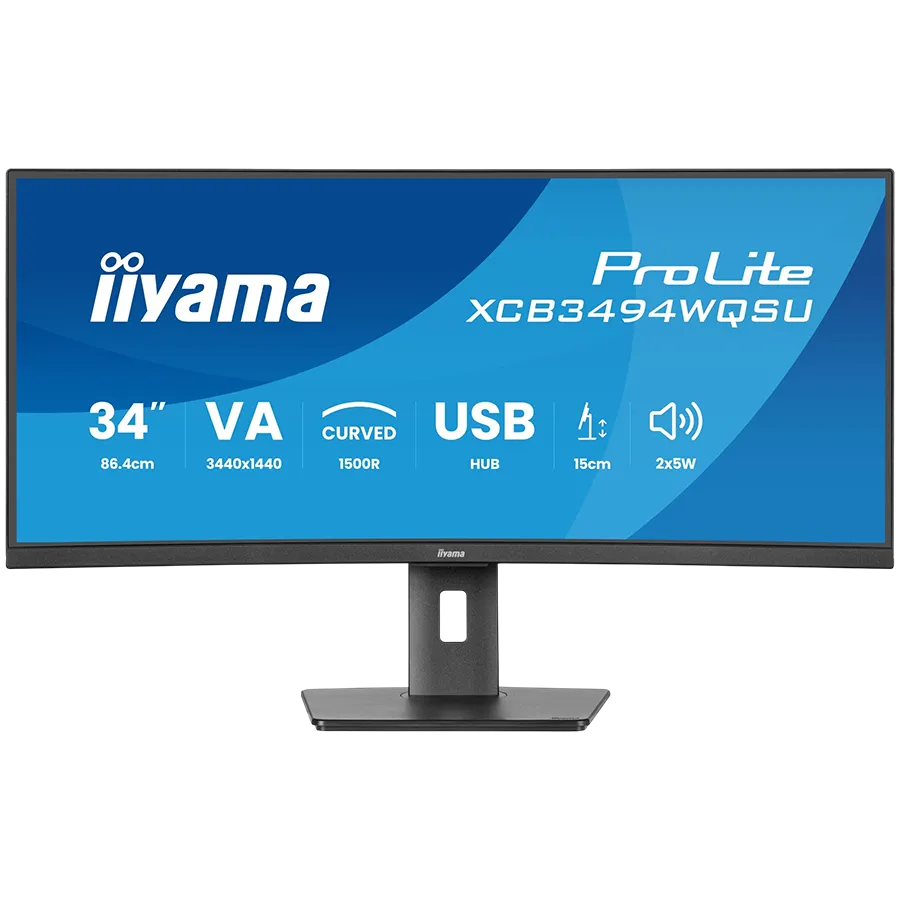 Iiyama XCB3494WQSU-B1 LED monitor curved 34 3440 x 1440 UWQHD 120 Hz VA 350 HDMI DisplayPort USB-C speakers matte black
