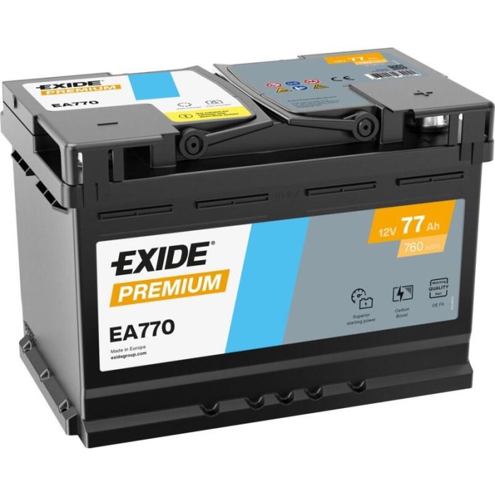 EXIDE Akumulator 12V-77AH D+ EA770 PREMIUM, 12V