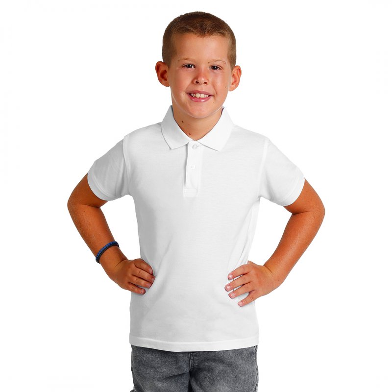 AZZURRO II KID, dečja pamučna polo majica, 180 g/m2, bela