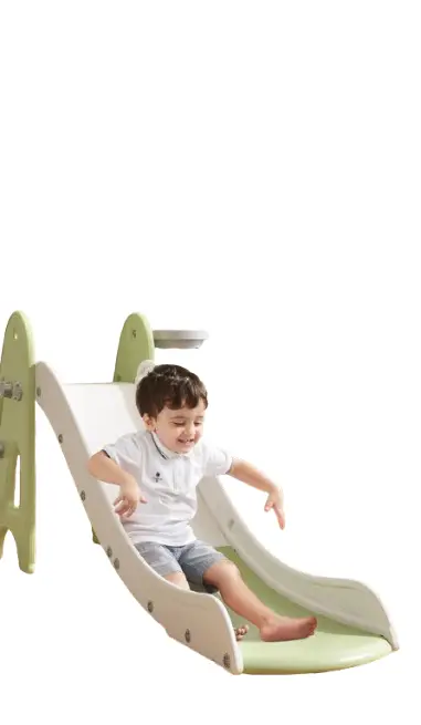 Premium Stil Dečiji tobogan sa košem, Zeleno-beli