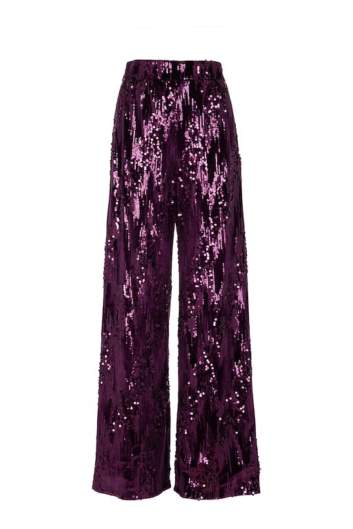 PANTALONE ŠIROKIH NOGAVICA SA PROŠIVENIM ŠLJOKICAMA