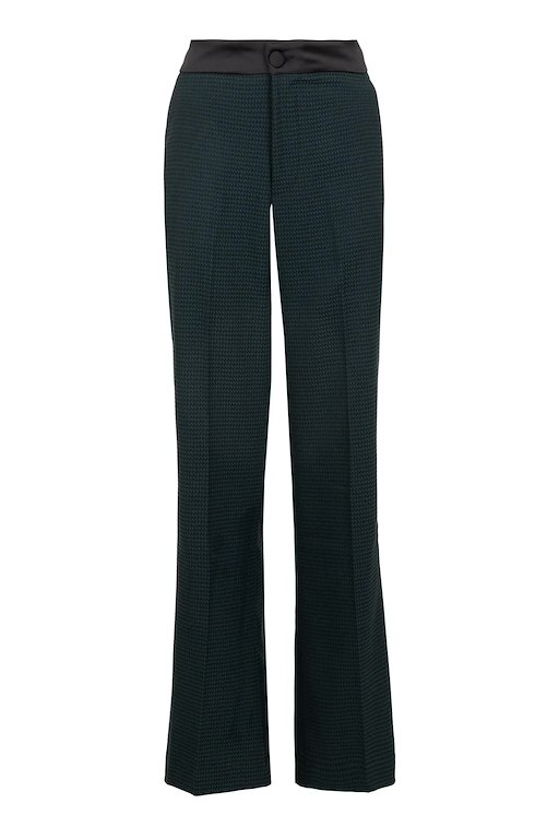 ZVONASTE PANTALONE SA SATENSKIM POJASOM U KARO DEZENU