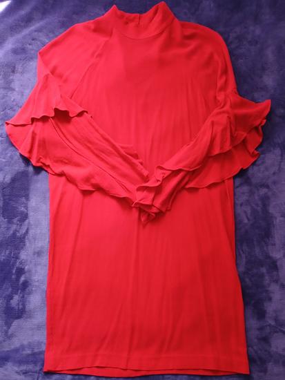 H&M crvena viskozna mini haljina sa karnerima, M