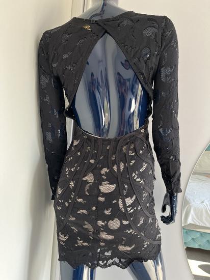 H&M elegantna mini cipkana haljina gola ledja XS/S