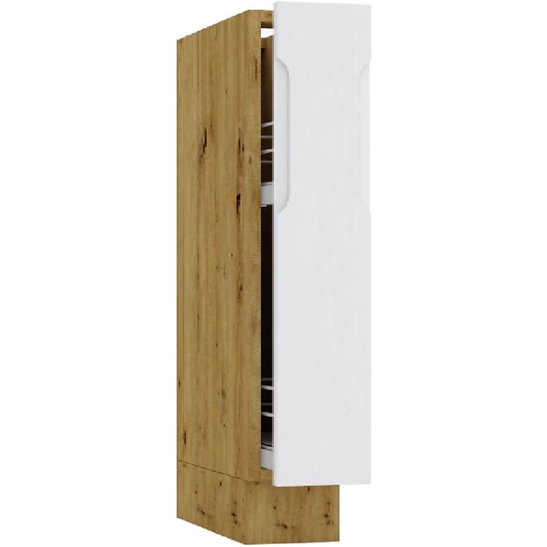 Isabel D15 Cargo kuhinjski ormaric + korpa, 15x51x82 svjetlo siva/hrast