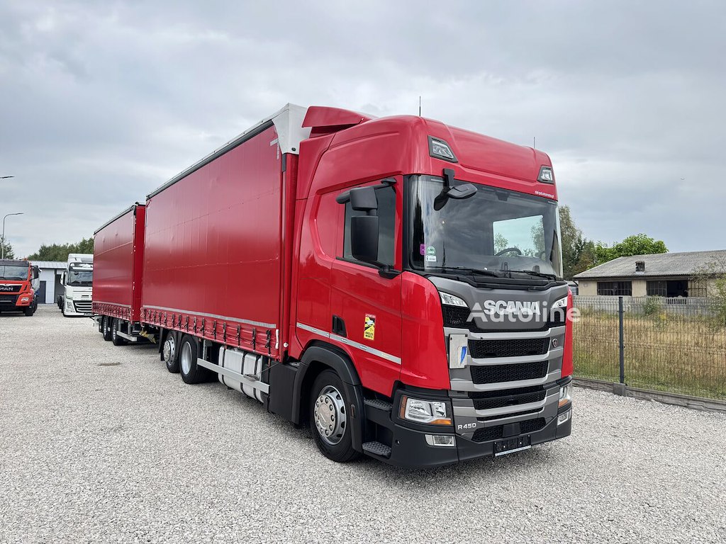 Scania R450 kamion sa klizna zavesa cerada + prikolica sa kliznom ceradom