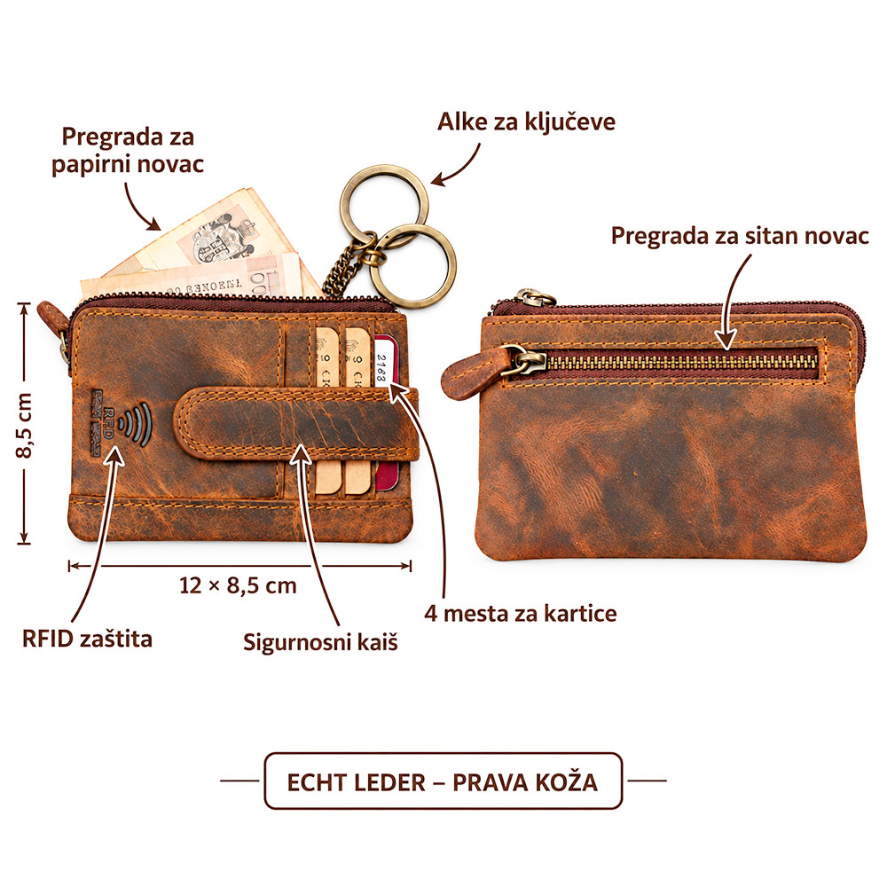 Muški kožni novčanik za kartice HUNTER sa RFID zaštitom