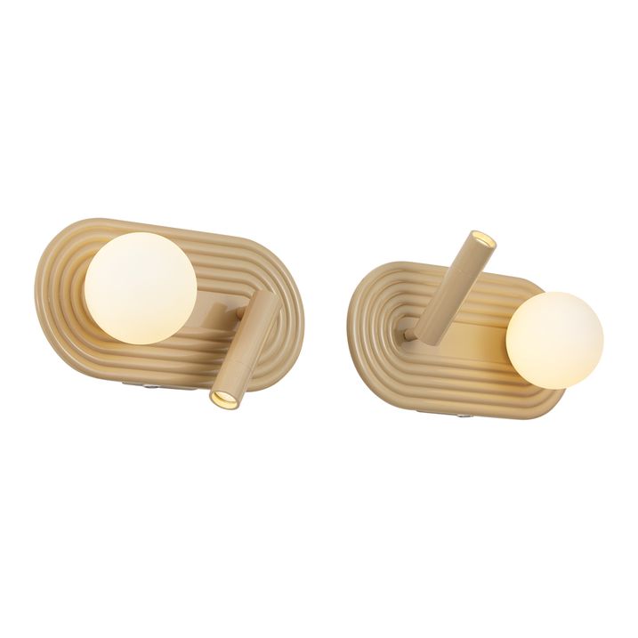 Set od 2 retro zidne lampe taupe boje uključujući LED 3-stepeno prigušive i USB-C - Lila