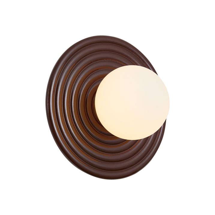 Retro zidna lampa braon sa okruglim opalnim staklom 20cm IP44 - Lila